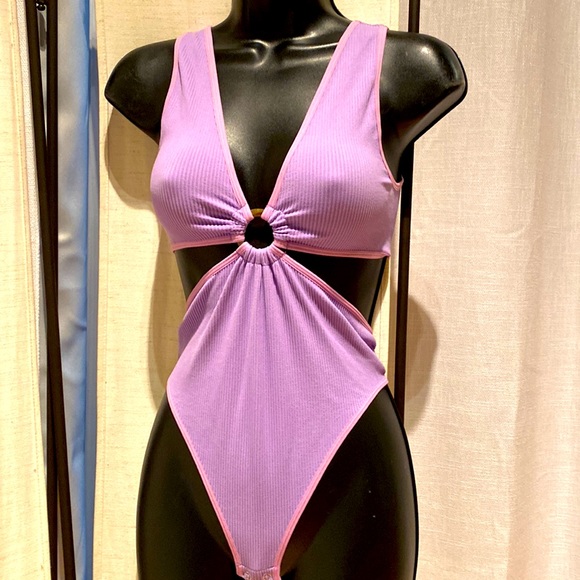 Papaya | Tops | Papaya Lavender Purple Open Side Cut Out Sexy Bodysuit ...